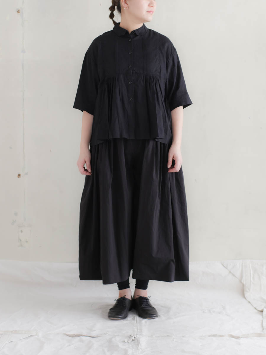 TENNE HANDCRAFTED MODERN テン ハンドクラフテッド モダン / round gather wide pants ブラック