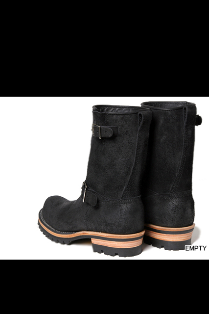 VIBERG ENGINEER BOOTS 9" BLK ROUGH OUT TURNED UP TOE