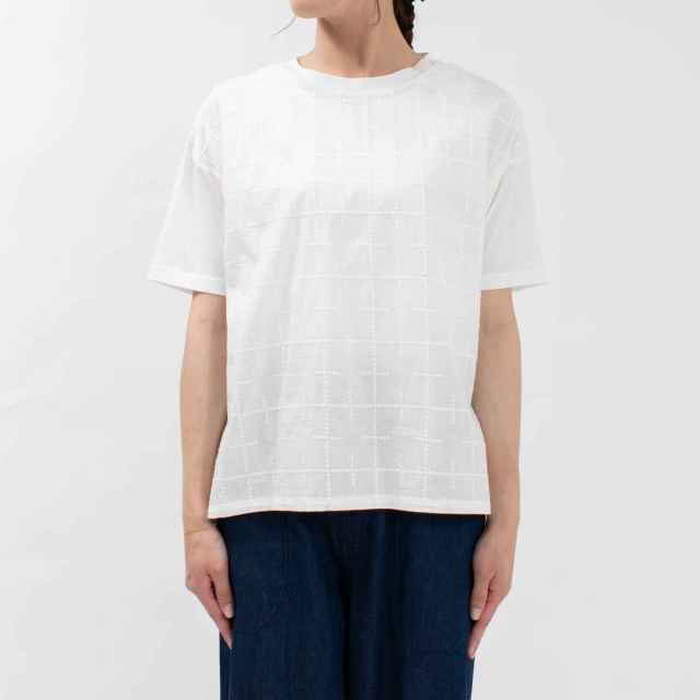 LILASIC フロント布帛刺繍Tシャツ｜ナチュラルファッション・ナチュラル服の通販