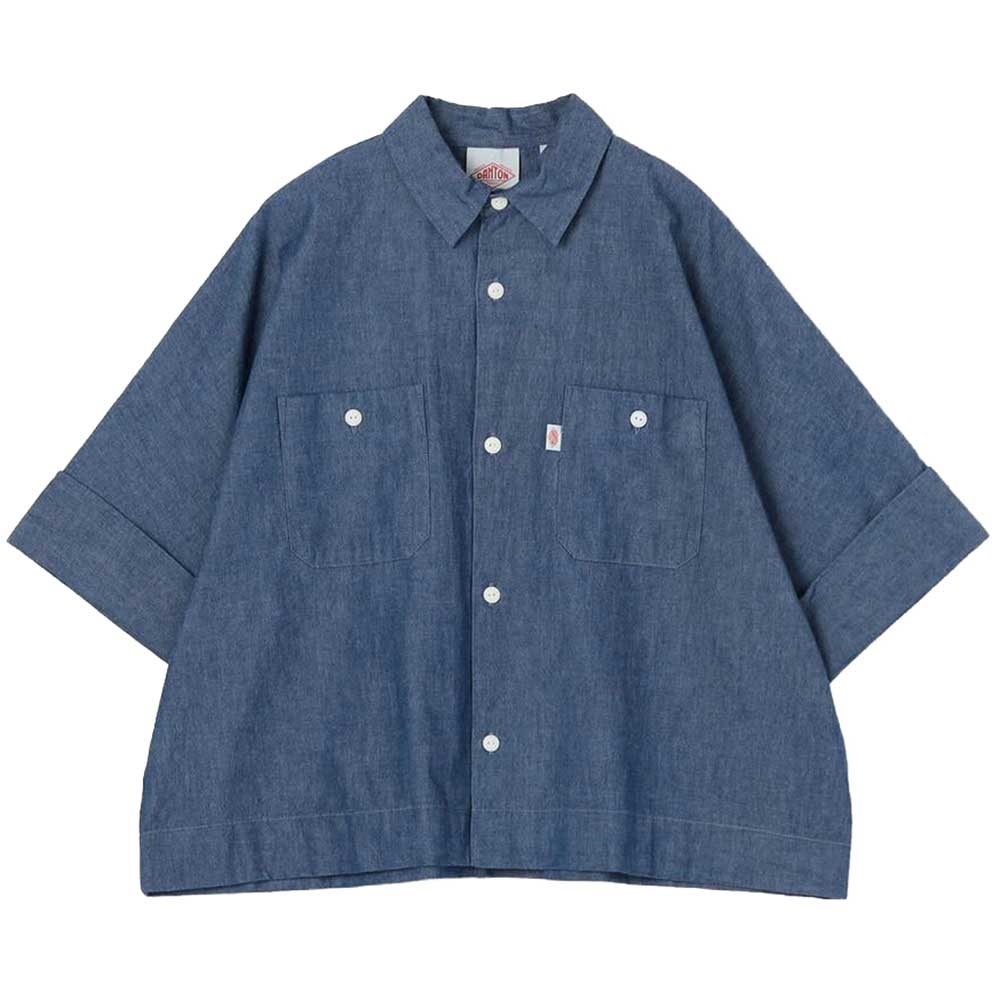 【クーポン対象外※ご利用後も適用前の価格にて販売】 ダントン ドルマンスリーブ ワークシャツ レディース シャツ 半袖シャツ コットン シャンブレー デニムシャツ インディゴ DANTON ...
