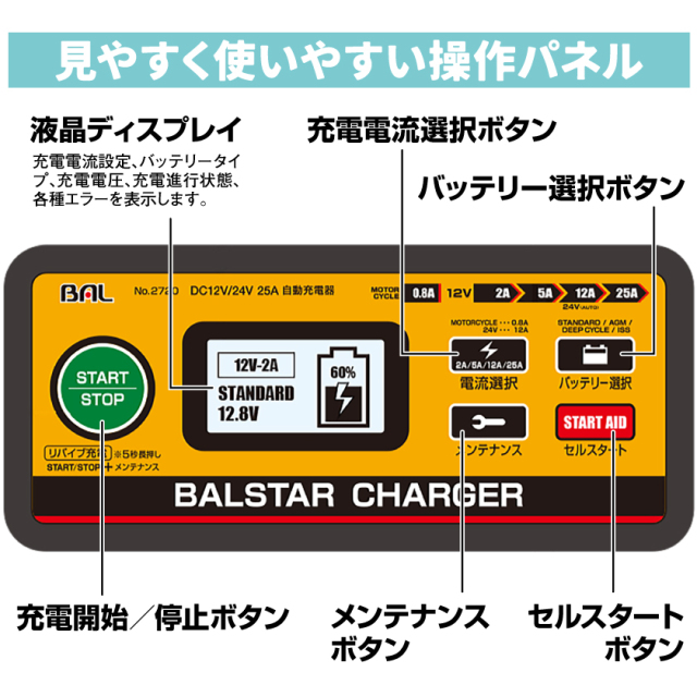 12V/24Vバッテリー充電器 BALSTAR CHARGER│身近な優れものショップ