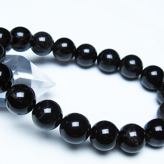 パワーストーン 天然石 モリオン 純天然 黒水晶 ブレスレット 12mm [T112-7573]