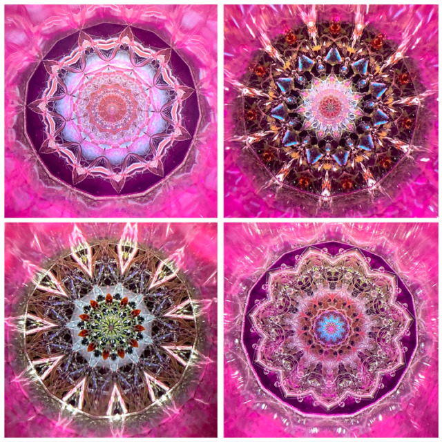 林和子「リフレクション ピンク」ブラックバック（HK5017）2ミラー・オイルタイプ 万華鏡専門店 鎌倉ヴィヴァン（公式万華鏡通販サイト）