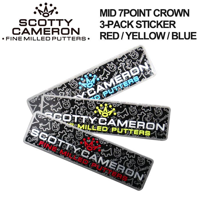 SCOTTY CAMERON MID 7POINT CROWN 3-PACK STICKER RED/YELLOW/BLUE