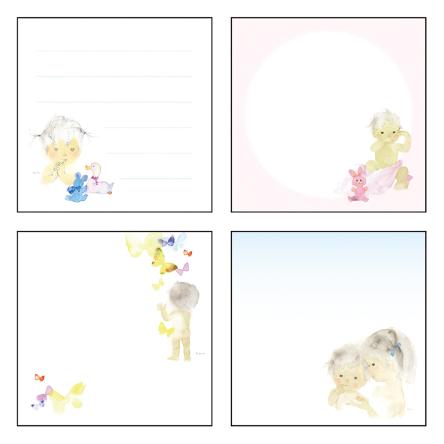 いわさきちひろ メモパッド・スクエア＜Blue＞ CH-004 | デザインステーショナリーのGreenFlash(グリーンフラッシュ)