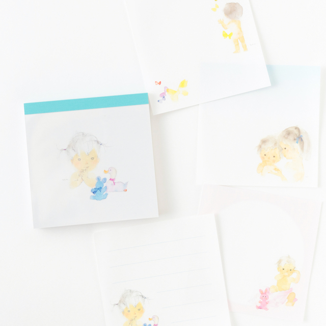 いわさきちひろ メモパッド・スクエア＜Blue＞ CH-004 | デザインステーショナリーのGreenFlash(グリーンフラッシュ)