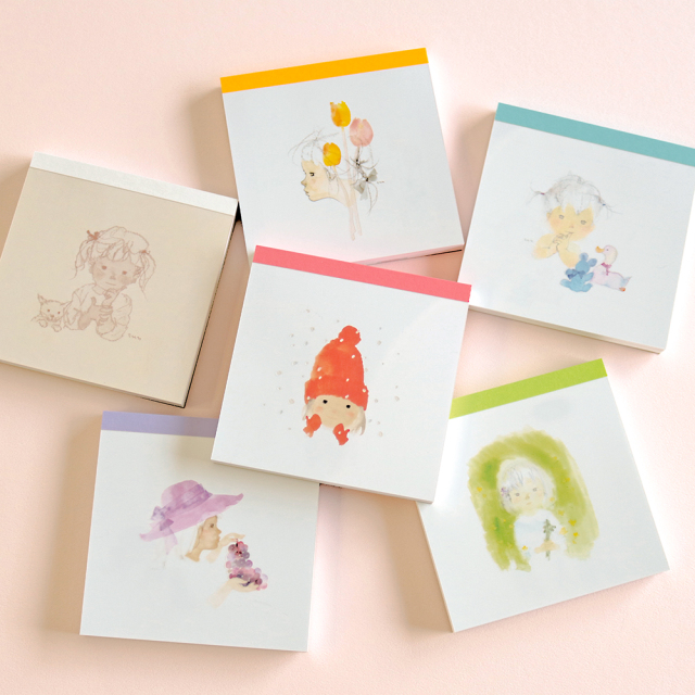 いわさきちひろ メモパッド・スクエア＜Green＞ CH-003 | デザインステーショナリーのGreenFlash(グリーンフラッシュ)