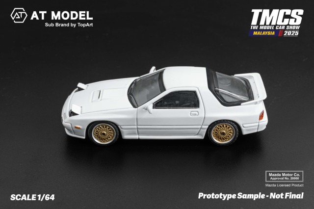 AT MODEL 1/64 (ダイキャスト製) マツダRX7 FC3S infini ホワイト/ Gold Wheel