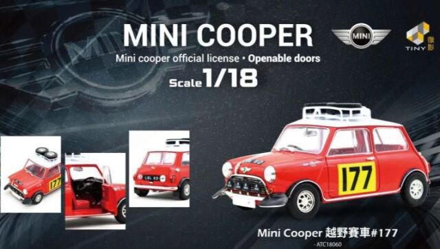 TINY(タイニー) 1/18 (ダイキャスト製) Tiny ミニクーパー Rally #177