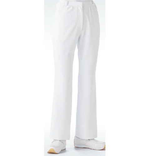 195-20 カゼン ナースウェア パンツ 女性用 ブーツカット 透け防止 ストレッチ 工業洗濯可 制菌 吸汗 制電 防汚 ワンタック 脇ゴム 両脇ポケット ループ付き KAZEN 医療用 ...