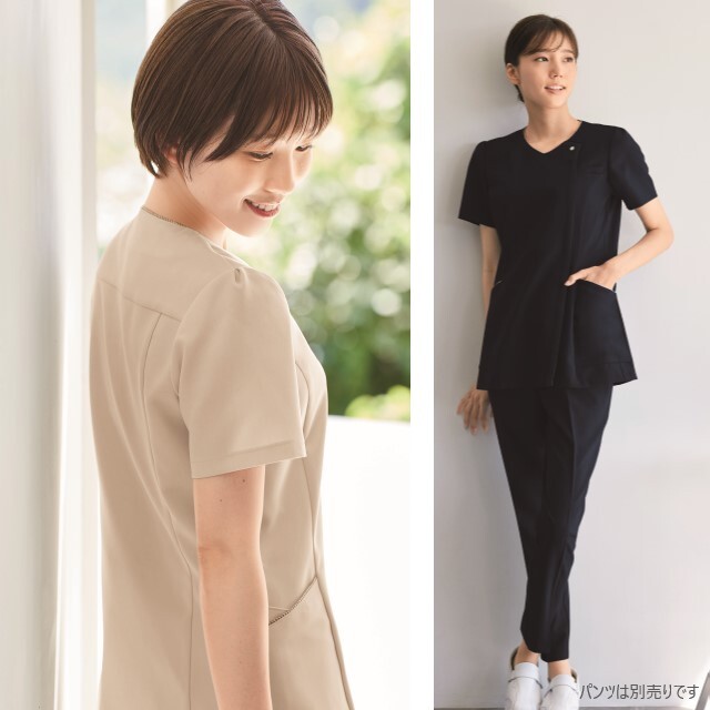 42052 en joie アンジョア ラ・ボーテ スクラブ レディス 女性用 前開き ファスナー ストレッチ 防汚加工 ホームクリーニング 吸汗 速乾 美容 医療 サロン エステ クリニック ...