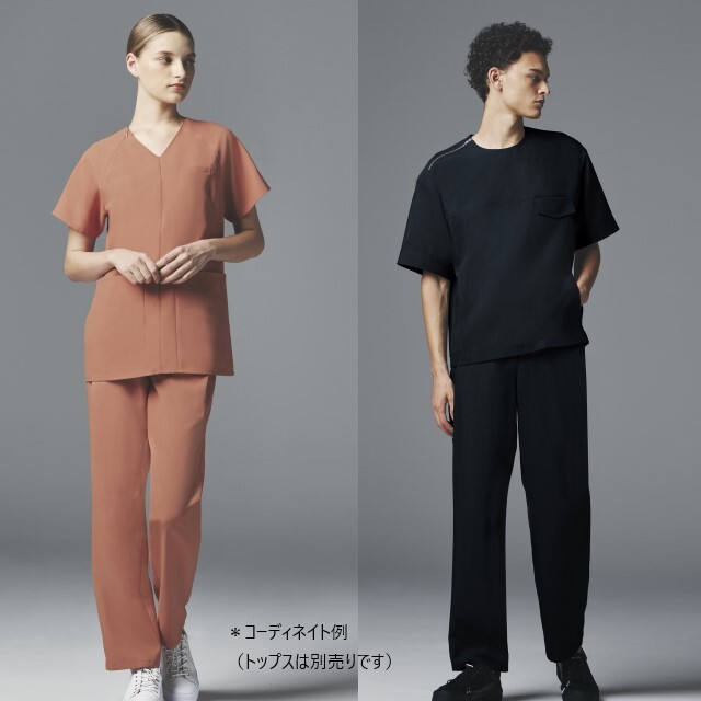 DOM-0023 パンツ 男女兼用 ストレート 前開き ファスナー ウエストゴム ユナイト チトセ 制菌 制電 透け防止 医療用 白衣 ドクター 医師 ナース 看護師 クリニック サロン 歯科 ...