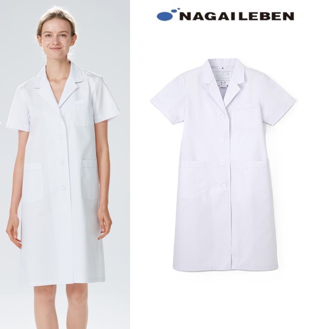 122-30 カゼン 診察衣 半袖 シングルボタン 女性用 制菌加工 吸汗性 防縮 ポケット付き ペン差し付き KAZEN ドクターコート 医療用 医師 医者 女医 白衣 レディース レディス ...
