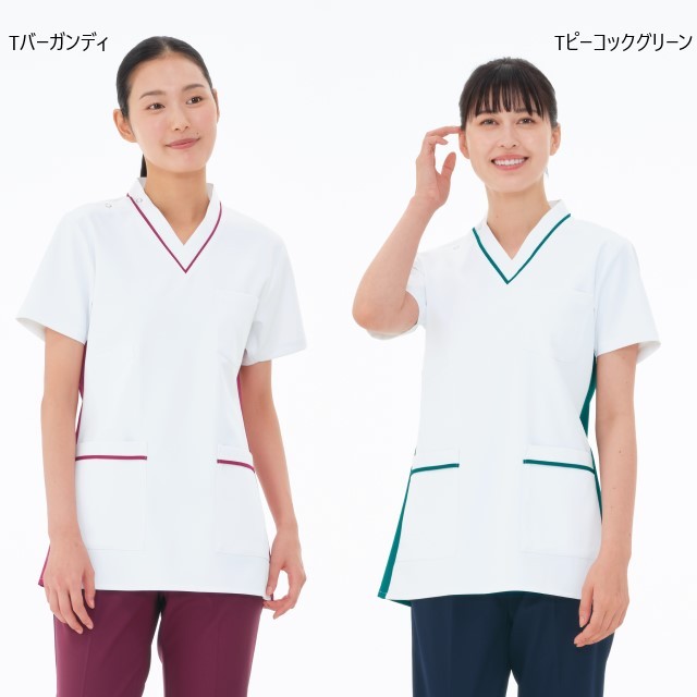 FT4492 ナガイレーベン ナースウェア スクラブ 男女兼用 半袖 ストレッチ PHSポケット ループ付き ポリエステル100％ 制菌加工 制電 吸水 防汚 透け防止 NAGAILEBEN ...