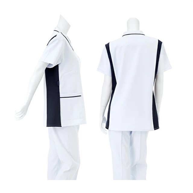 FT4492 ナガイレーベン ナースウェア スクラブ 男女兼用 半袖 ストレッチ PHSポケット ループ付き ポリエステル100％ 制菌加工 制電 吸水 防汚 透け防止 NAGAILEBEN ...