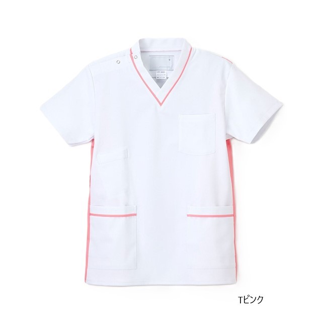 FT4492 ナガイレーベン ナースウェア スクラブ 男女兼用 半袖 ストレッチ PHSポケット ループ付き ポリエステル100％ 制菌加工 制電 吸水 防汚 透け防止 NAGAILEBEN ...
