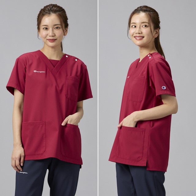 HS8121 HS8122 HS8123 Champion メディカルウェア スクラブ 男女兼用 プルオーバー 制菌加工 静電気帯電防止 ...