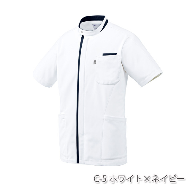 MZ-0234 チトセ ミズノ ドクターウェア ケーシージャケット 男性用 半袖 制菌 制電 透け防止 ストレッチ イージーケア 工業洗濯 CHITOSE MIZUNO 医療用 医師 ドクター ...