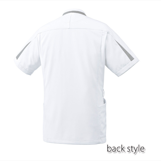 MZ-0234 チトセ ミズノ ドクターウェア ケーシージャケット 男性用 半袖 制菌 制電 透け防止 ストレッチ イージーケア 工業洗濯 CHITOSE MIZUNO 医療用 医師 ドクター ...