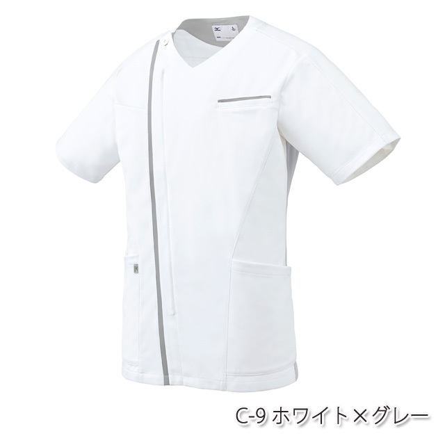 MZ-0237 チトセ ミズノ ナースウェア ジャケット 男性用 半袖 制菌 制電 透け防止 ストレッチ イージーケア 工業洗濯 CHITOSE MIZUNO 医療用 看護師 ナース ナース ...