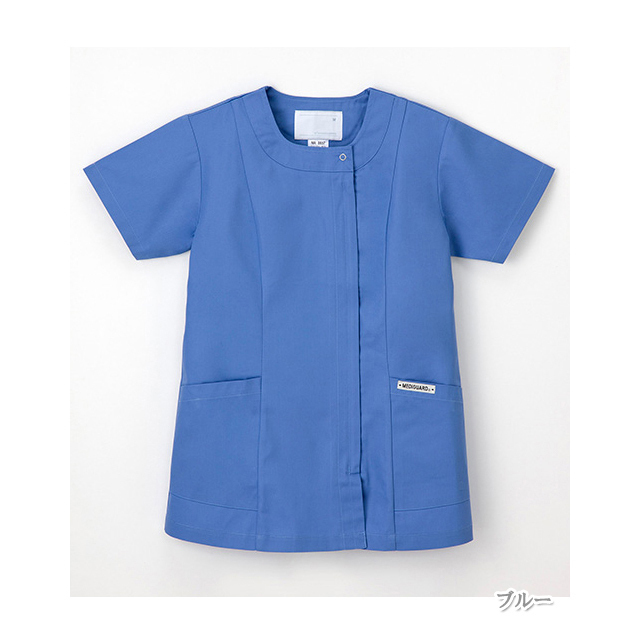 RF5122 ナガイレーベン ナースウェア スクラブ 女性用 半袖 PHSポケット 接触冷感素材 ストレッチ 吸水 防汚 業務用洗濯可 形態 ...