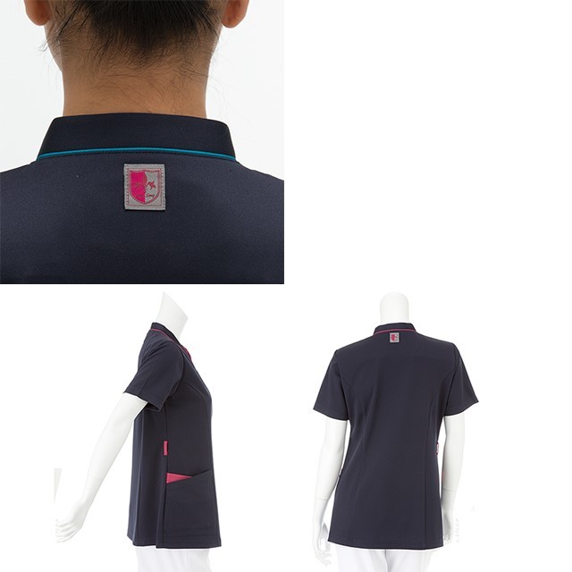 RF5122 ナガイレーベン ナースウェア スクラブ 女性用 半袖 PHSポケット 接触冷感素材 ストレッチ 吸水 防汚 業務用洗濯可 形態 ...