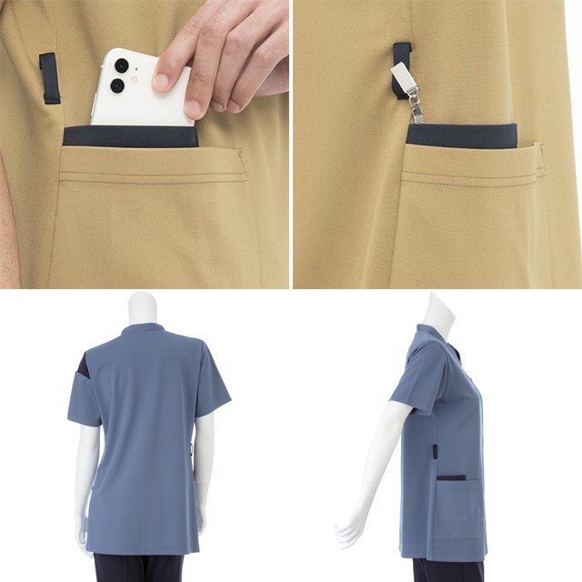 RF5472 ナガイレーベン ドクターウェア ナースウェア スクラブ 男女兼用 半袖 接触冷感 涼しい フロントファスナー 動きやすい ...