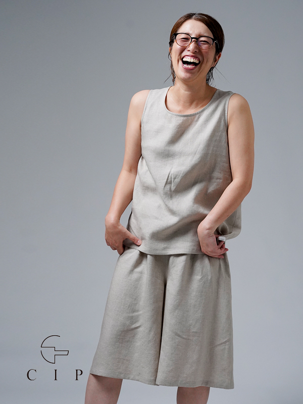 【CIP】『己キット 』" 二の段" タンクトップ&ペチパンツセット "亜麻ナチュラル" 【 wafu 】 linen clothing