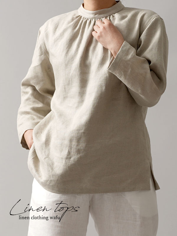 【wafu premium linen】スタンドカラー ブラウス wafu史上最高の上質リネン 高密度リネン プレミアム リネン リネン ...
