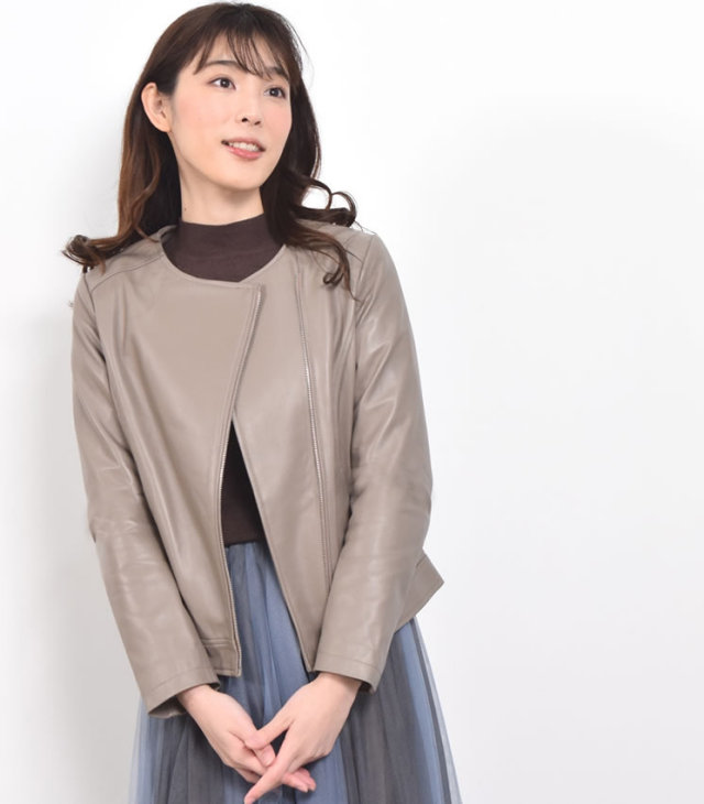 [Merfirge] 本革 ラム レザー ノーカラー ライダース ジャケット (KT7201) 毛皮 ファー カシミヤのハヤシグチ