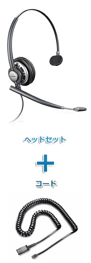 Plantronics（プラントロニクス）Poly ヘッドセット(特定電話機用 HW710・26716-01 QD/モジュラー 標準カール ...