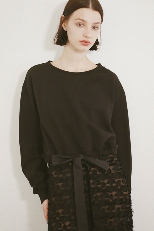 cropped ribbon sweat