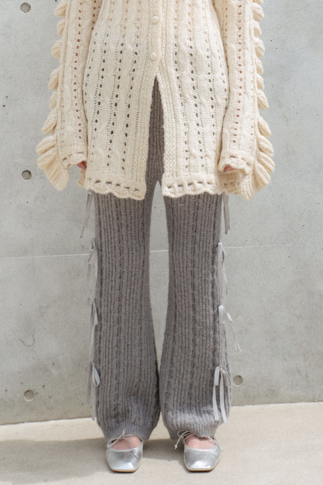 ribbon knit wide pants