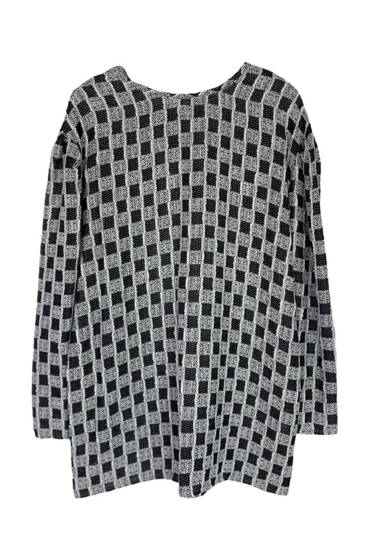 【MAISON ELLIE】block check chiffon blouse HONEY.MALL