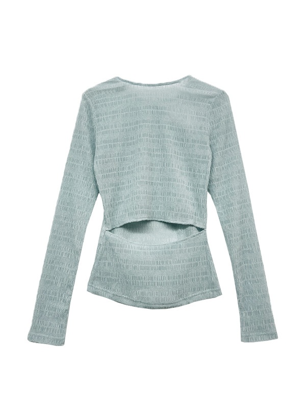 【MAISON ELLIE】wrinkle shirring sheer tops HONEY.MALL