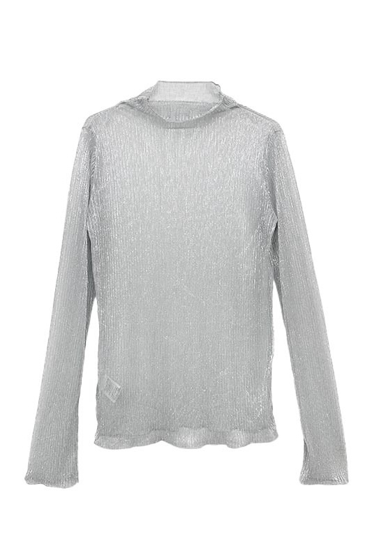 lame pleats sheer tops