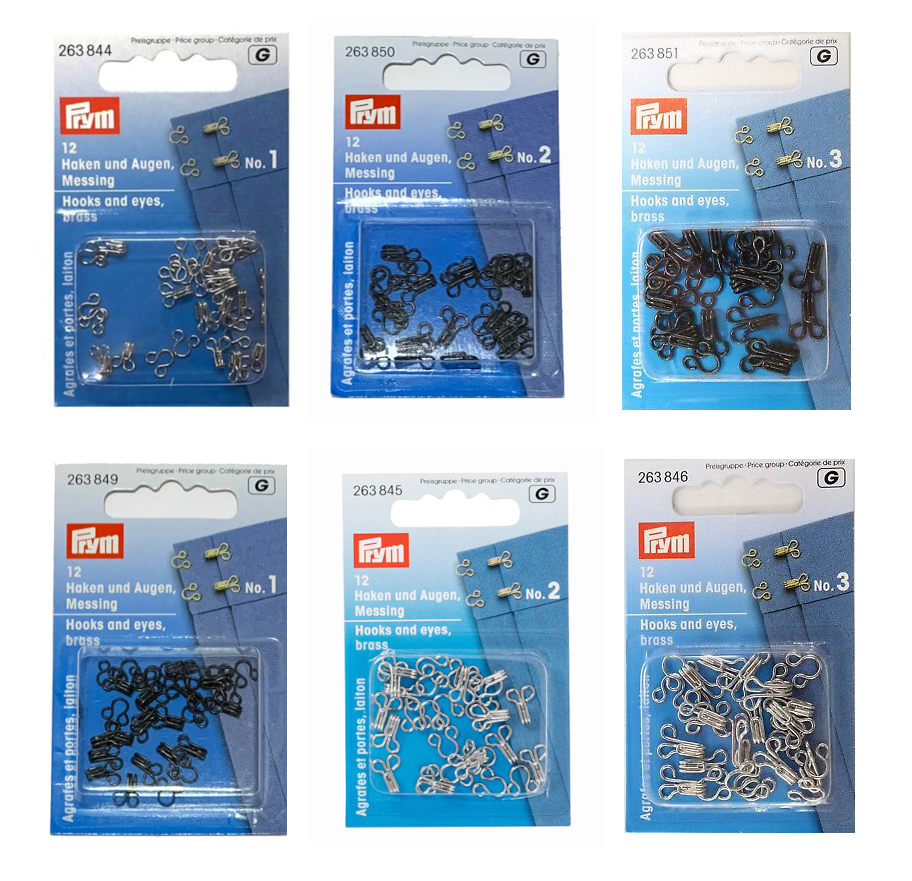 PRYM ガーメントホック＆アイ シルバー・ブラック NO．1・NO．2・NO．3 1663844・1663849・1663845 ...