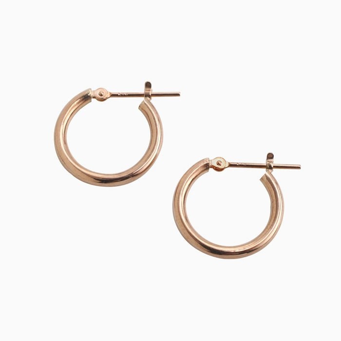 【送料無料】正規品 18金/K18 18k/K18PG ピンクゴールド ピアス/フープピアス キャッチレス リングピアス 大きめピアス/2.0mm 15mm シンプル 両耳 オシャレピアス ...