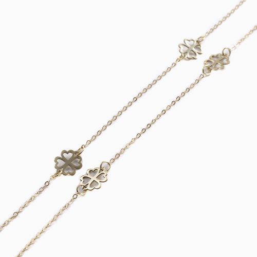 【送料無料】 イタリアで人気デザイン 18金/K18/750 ゴールド/GOLD 42cm/1.1g イタリア製/ITALY クローバー/四葉 ...