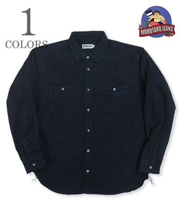 MOMOTARO JEANS 桃太郎ジーンズ 長袖|インディゴ染色|ジャガード|ワークシャツ『INDIGO JACQUARD SHIRT ...