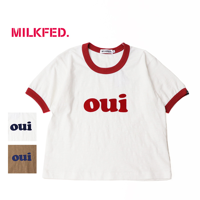 MILKFED ミルクフェド レディースOUI SLAB COMPACT S/S RINGER TEE半袖Tシャツ103242011007