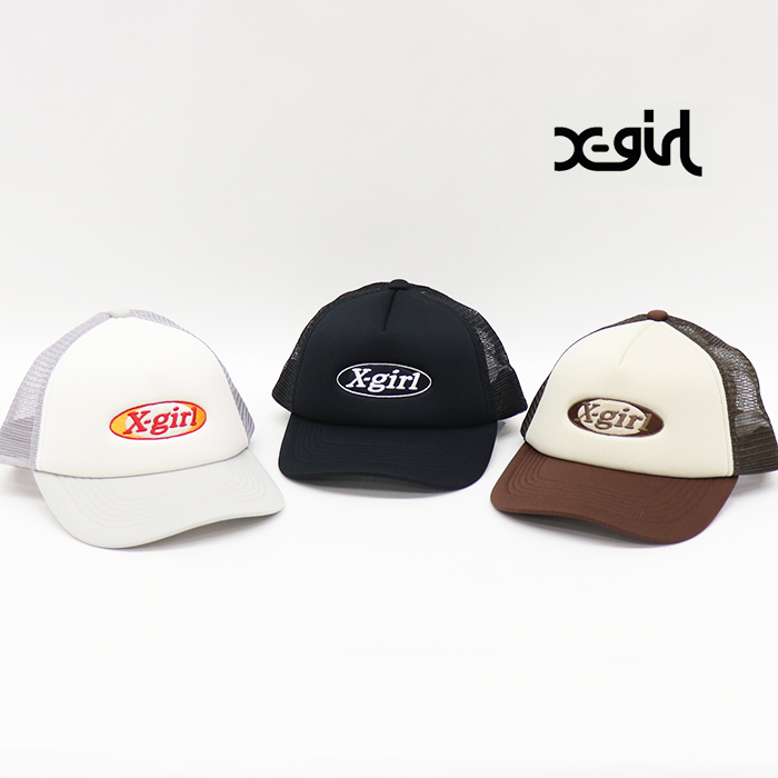 X-girl エックスガール レディース OVAL LOGO TRUCKER CAP ロゴキャップ 105232051005