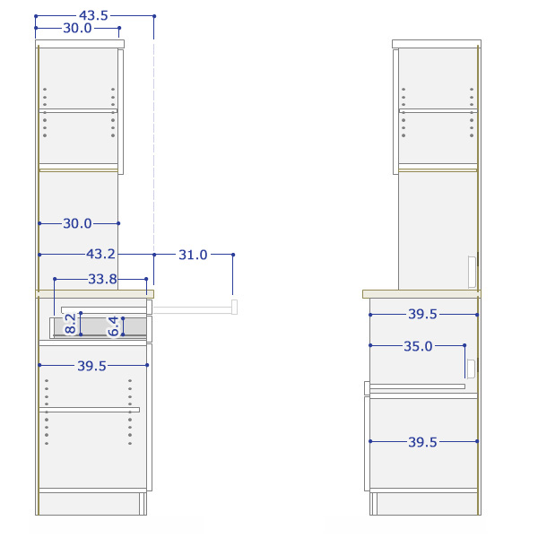 CRICHICO（クリチコ）キッチンボード（幅70cm×奥行43cm×高さ180cm）