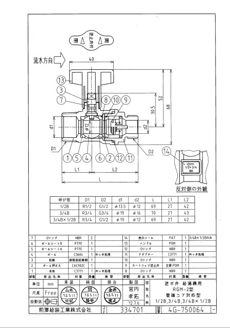 前澤給装工業（株）/給湯機用逆ボ弁・Qボー/RGM-2/334701 管材市場