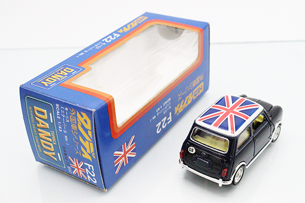 ミニカーショップ ケンボックス ダンディ★F22★モーリスミニクーパーS Mk-1 (黒/ユニオンジャック/ヘッドライト ダイヤカット) ※1/43スケール・ワンオーナーモデル・きれいです・箱 ...