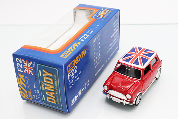 ミニカーショップ ケンボックス ダンディ★F22★モーリスミニクーパーS Mk-1 (赤/ユニオンジャック/ヘッドライト ダイヤカット) ※1/43スケール・ワンオーナーモデル・きれいです・箱 ...