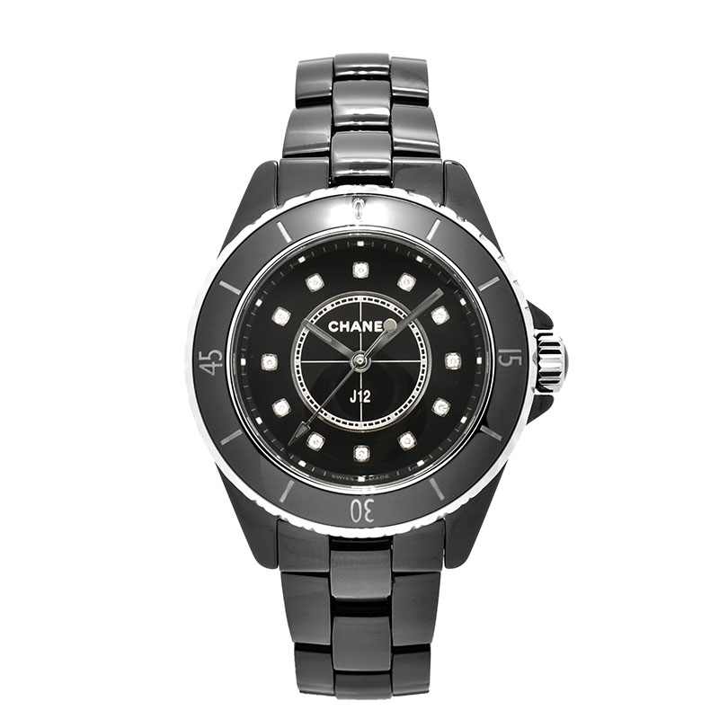 シャネル CHANEL J12 ブラックセラミック H5701 12Pダイヤ クォーツ 33mm 新品 Zetton(ゼットン)