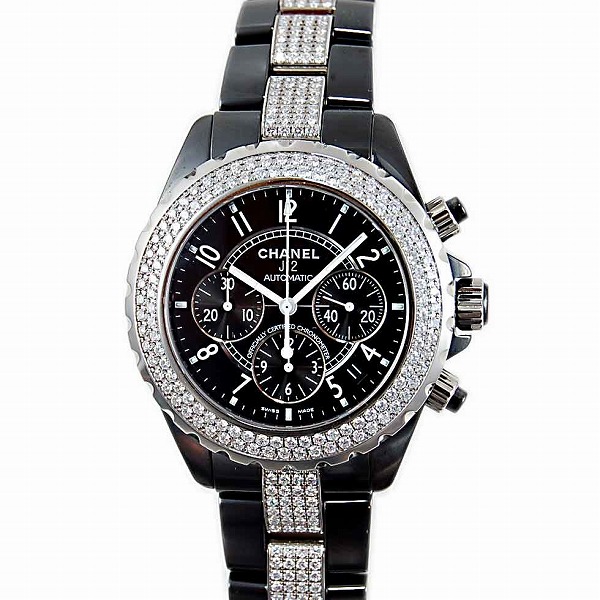 シャネル CHANEL J-12 黒セラミック クロノ H1706 自動巻き 純正ブレスダイヤ Zetton(ゼットン)