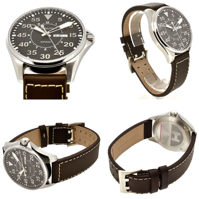 ハミルトン HAMILTON カーキ アビエーション パイロット デイデイト H64611535 SS 42mm ブラック クォーツ 新品 ...