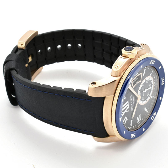 カルティエ CARTIER カリブル ドゥ カルティエ ダイバー WGCA0009 ピンクゴールド ブルー 42mm USED 中古 ...